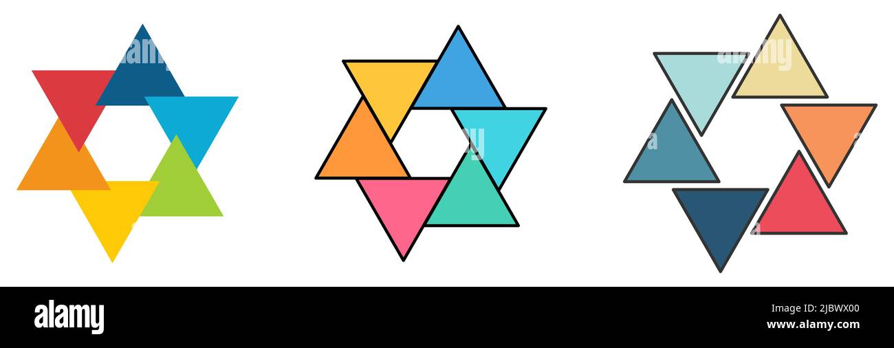 Regular or equilateral triangles arranged in circle, overlapping ...