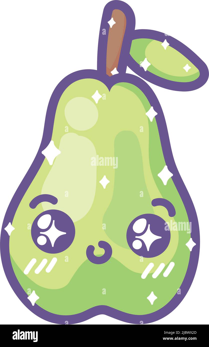 pear kawaii fruit Stock Vector Image & Art - Alamy