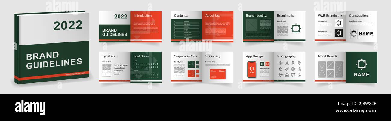 Brand Guidelines template. Dark Green Logo Guideline template. Multi ...