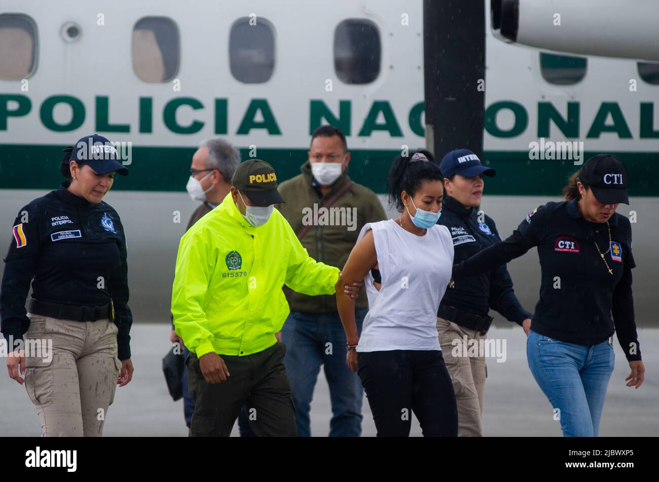 Bogota, Colombia June 8, 2022. Athorities carry Marisol Londono Bedoya who according to the ...