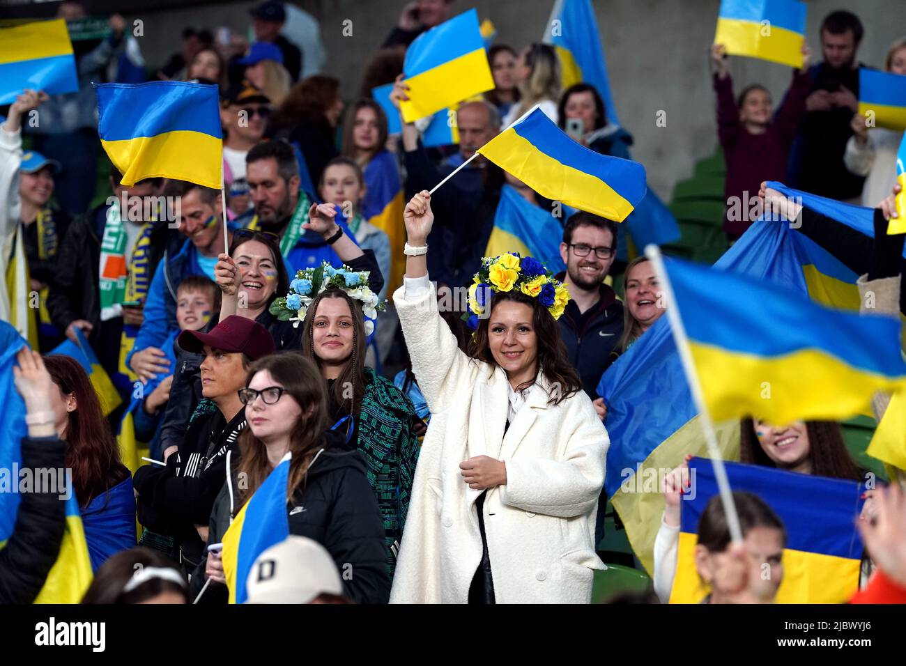 Ukraine fans in the stands after the UEFA Nations League match at the ...