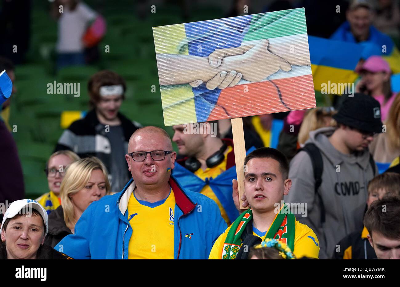 Ukraine fans in the stands after the UEFA Nations League match at the ...