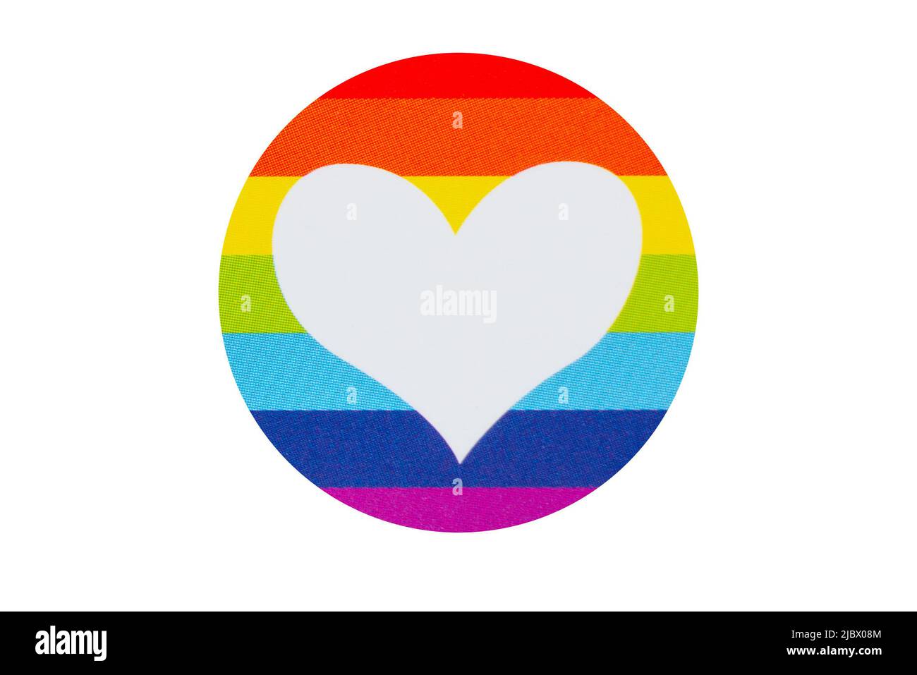 Rainbow Heart Symbol For Gay Pride Month Isolated On White Background