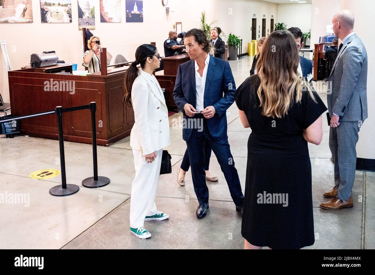 Matthew McConaughey his wife Camila Alves (in white) near the Senate ...