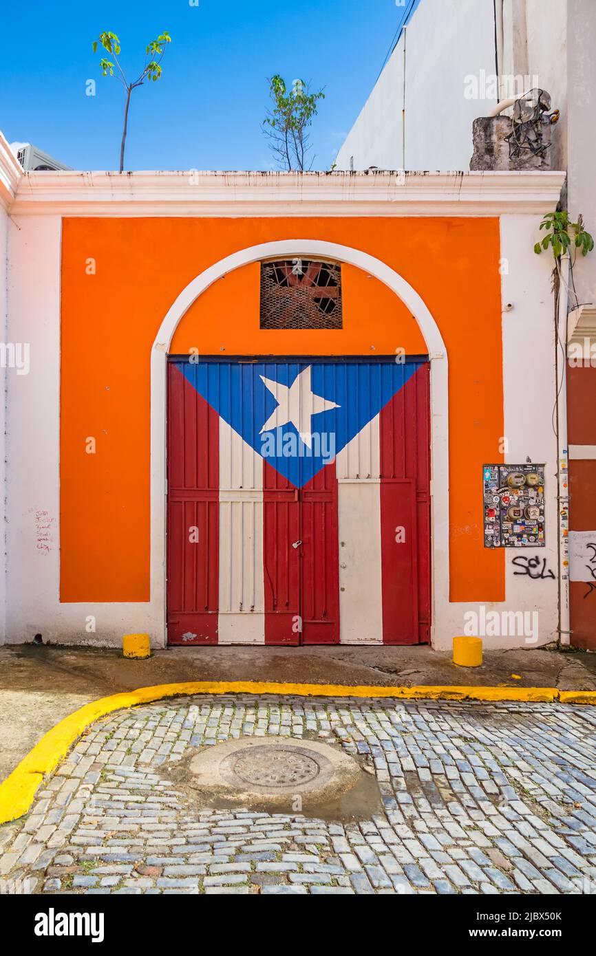 Gate with Puerto Rican Flag in Old San Juan, Puerto Rico on a sunny day ...