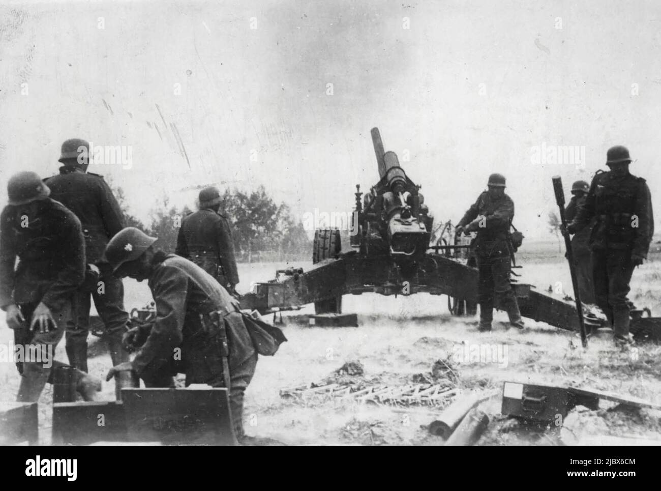 Behind The Siegfried Line. A German Howitzer in action behind the ...