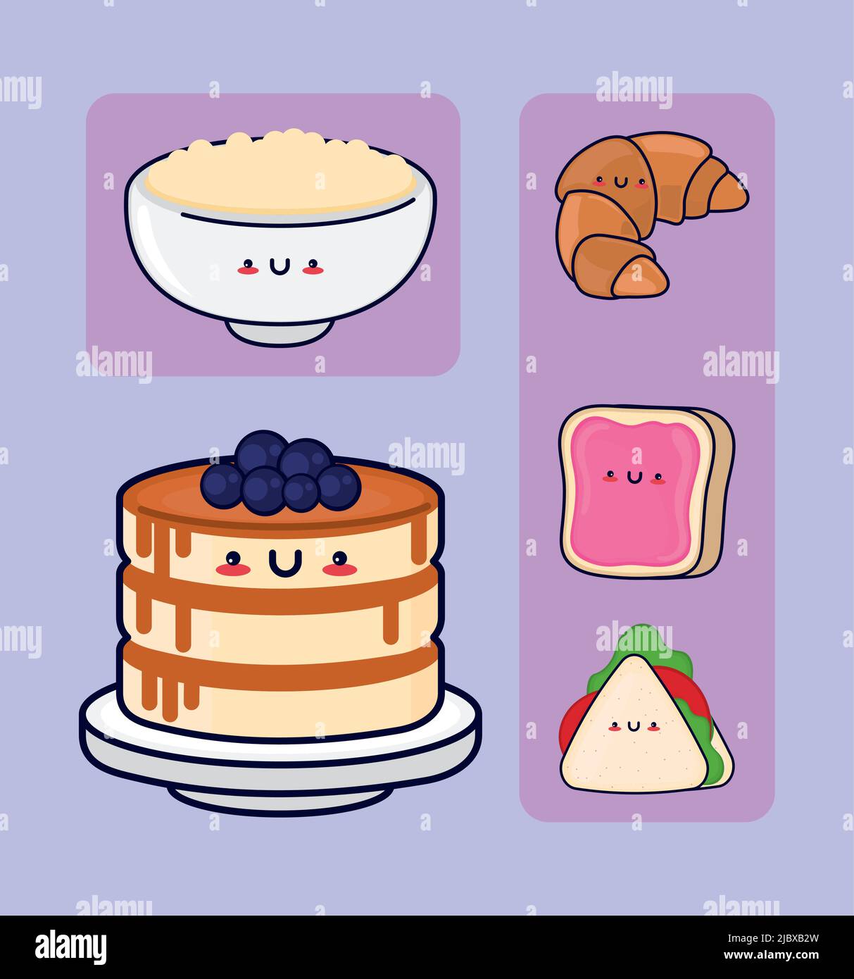 icons collection kawaii food Stock Vector Image & Art - Alamy
