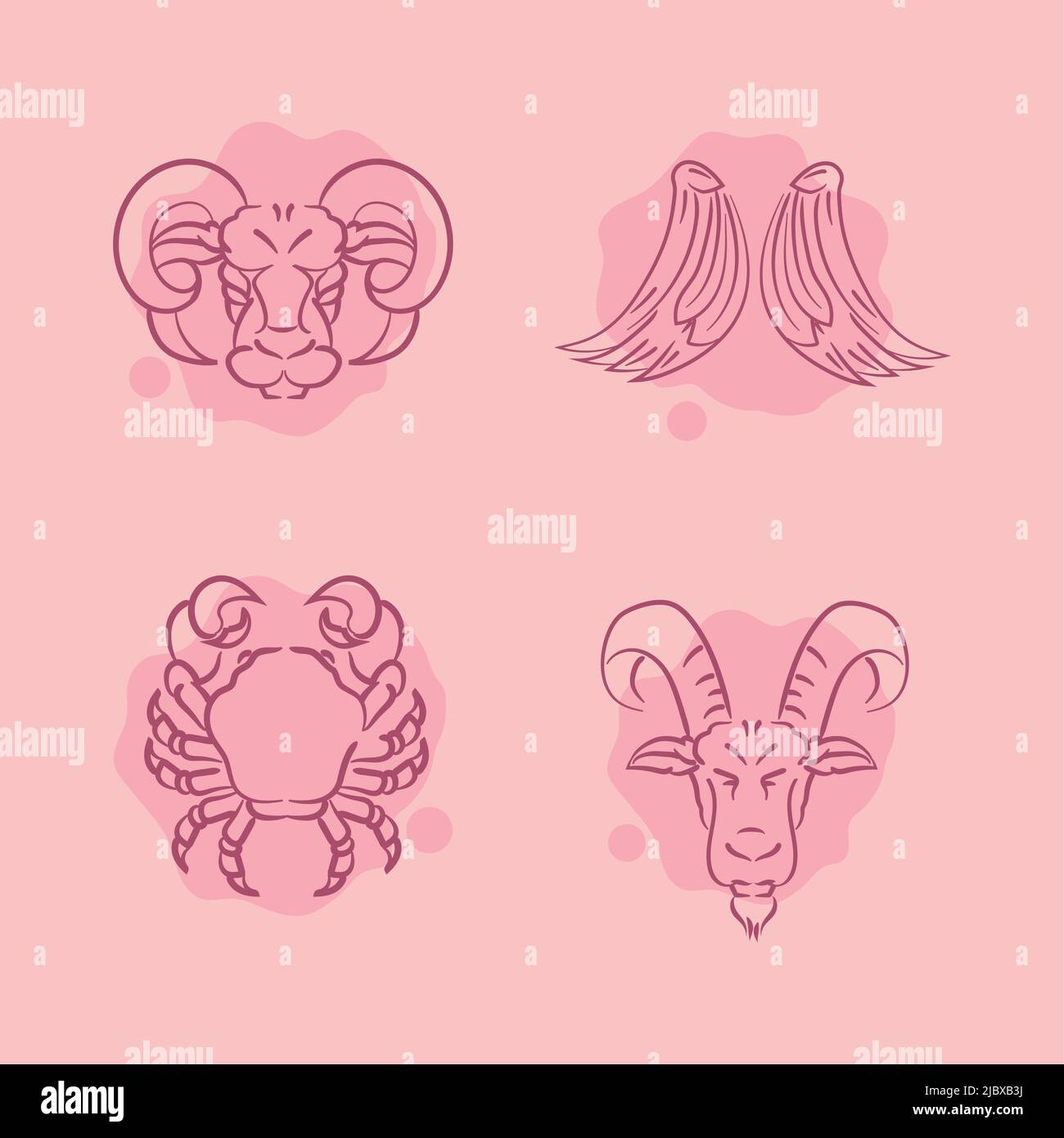 Zodiac signs in boho Stock Vector Images - Alamy