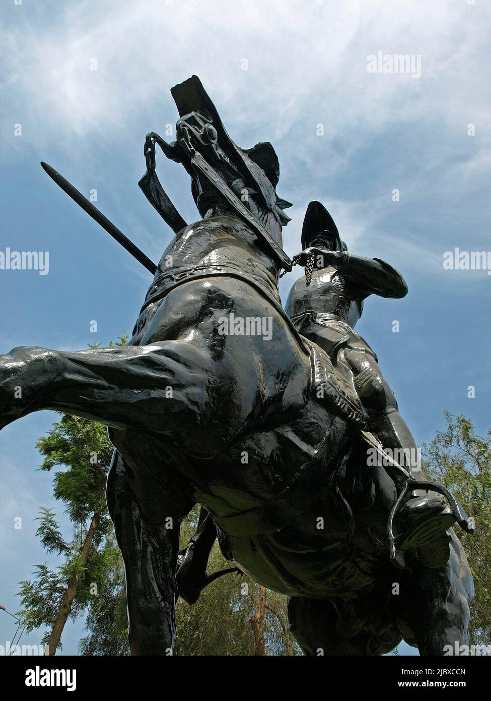 Equestrian statue of Francisco Pizarro, conqueror of Peru and founder ...