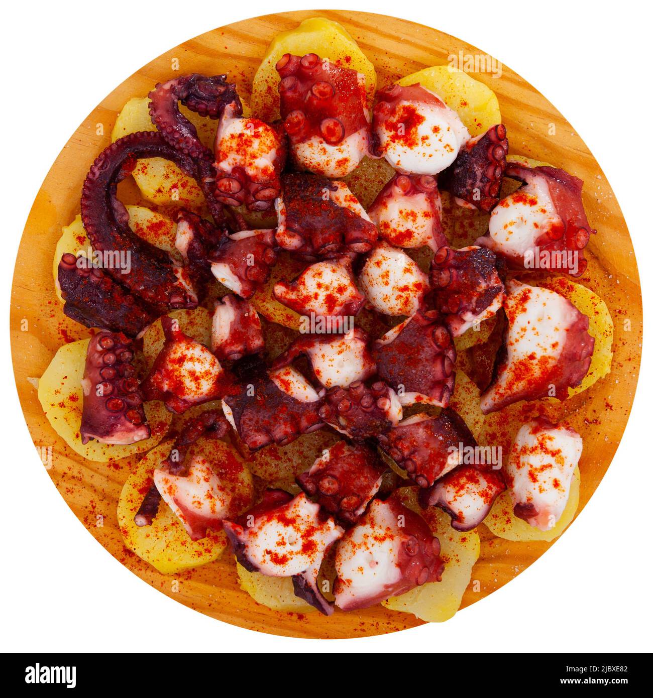 Chopped cooked octopus tentacles with smoked paprika and potato Stock ...