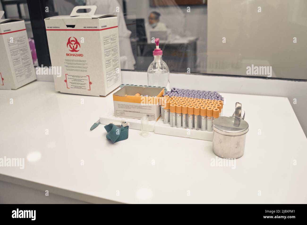 Medical sample containers in a hospital laboratory Stock Photo - Alamy