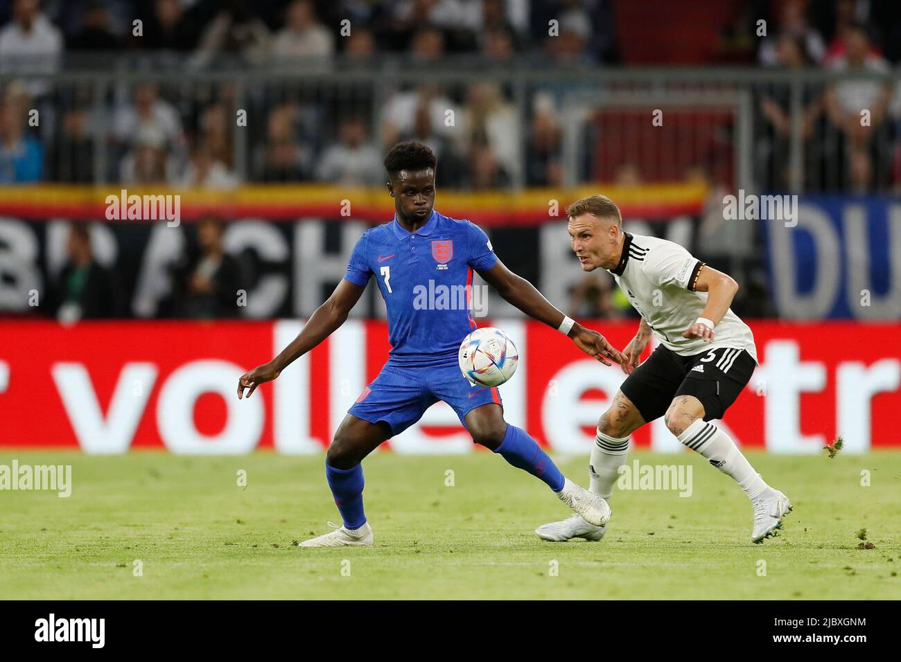 (L-R) Bukayo Saka (ENG), David Raum (GER), JUNE 7, 2022 - Football ...
