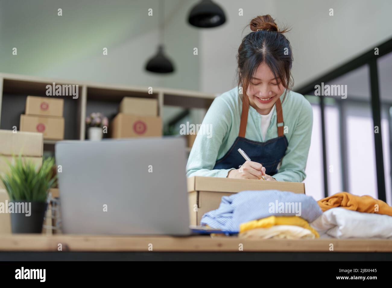 A portrait of a small startup, and SME owner, an Asian female ...