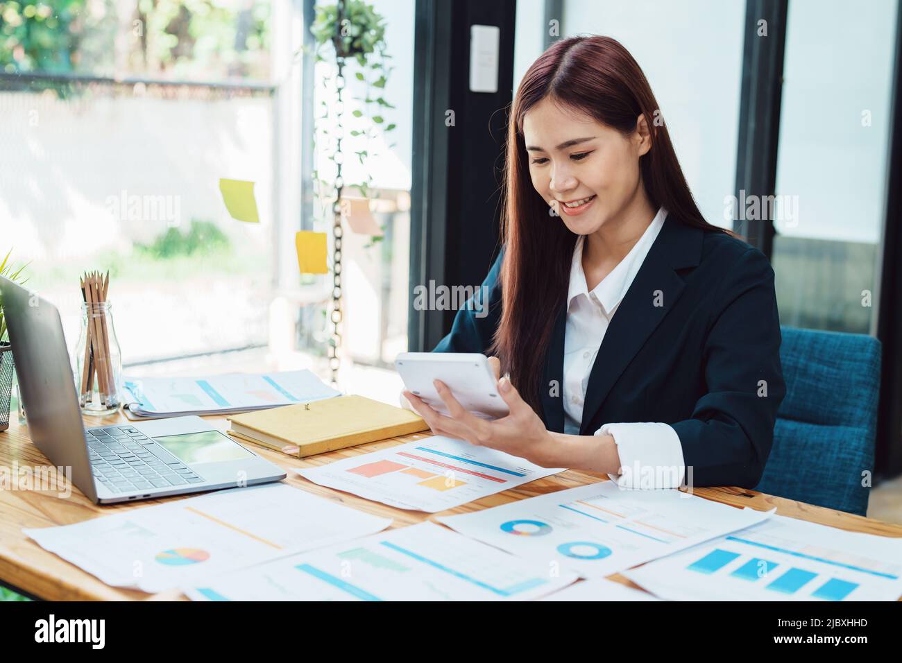 financial, Planning, Marketing and Accounting, portrait of Asian woman ...