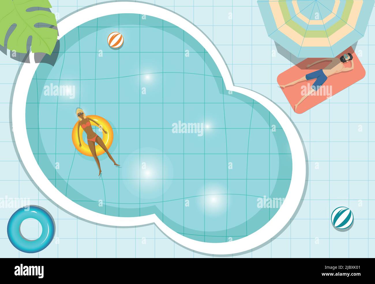 summer template on the background of the pool . view from above. Design ...