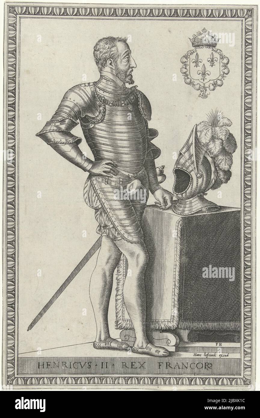 Portrait of Henry II, King of France, full-length to the right dressed ...