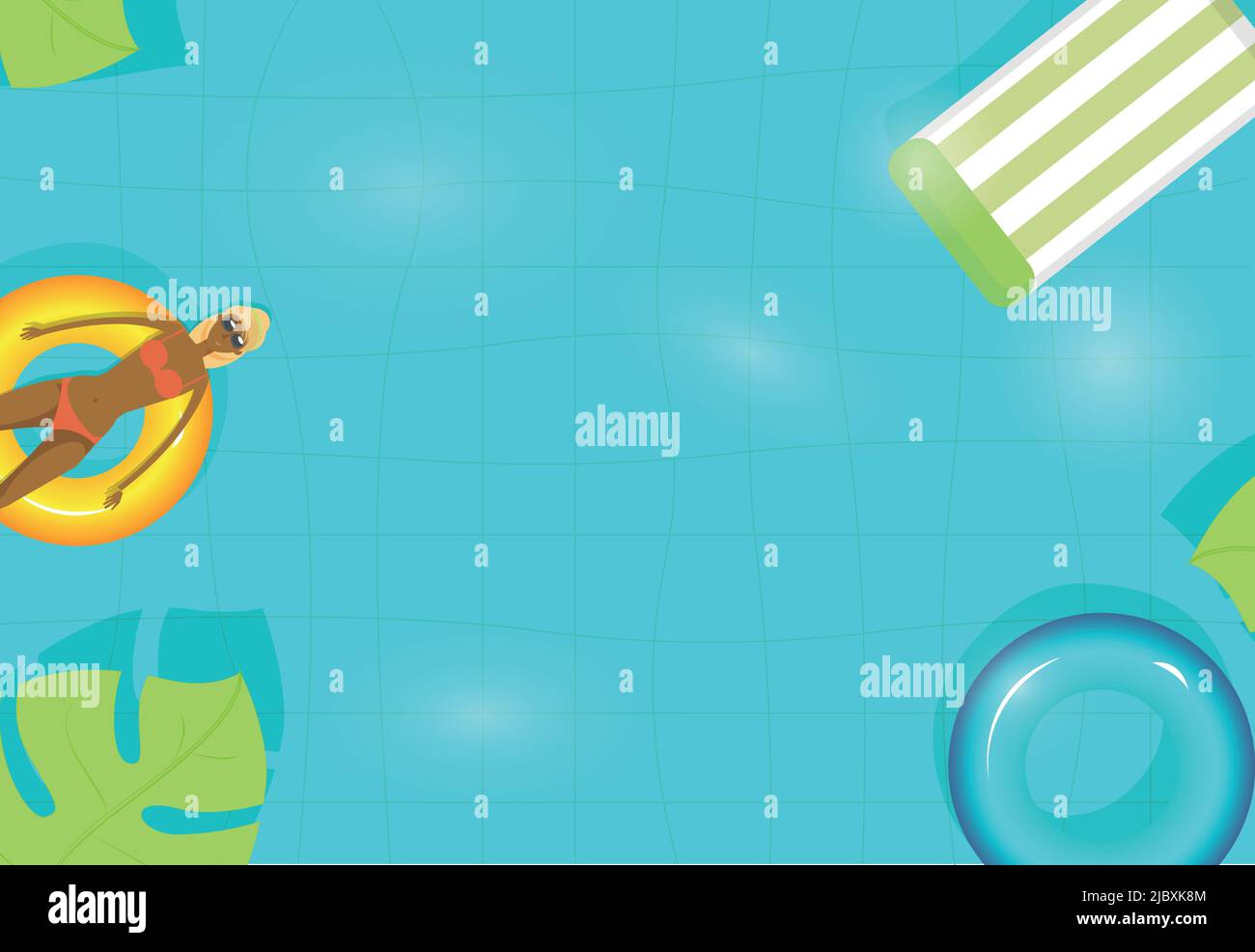 summer template on the background of the pool . view from above. Design ...