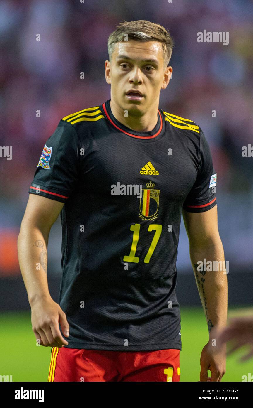 Leandro Trossard of Belgium looks on during the UEFA Nations League ...
