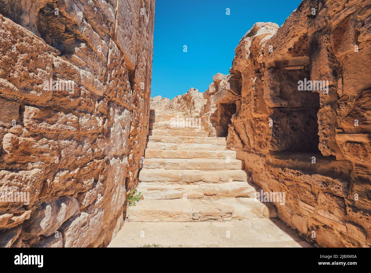 View of the ruins and arches of the ancient Greek city Kourion ...