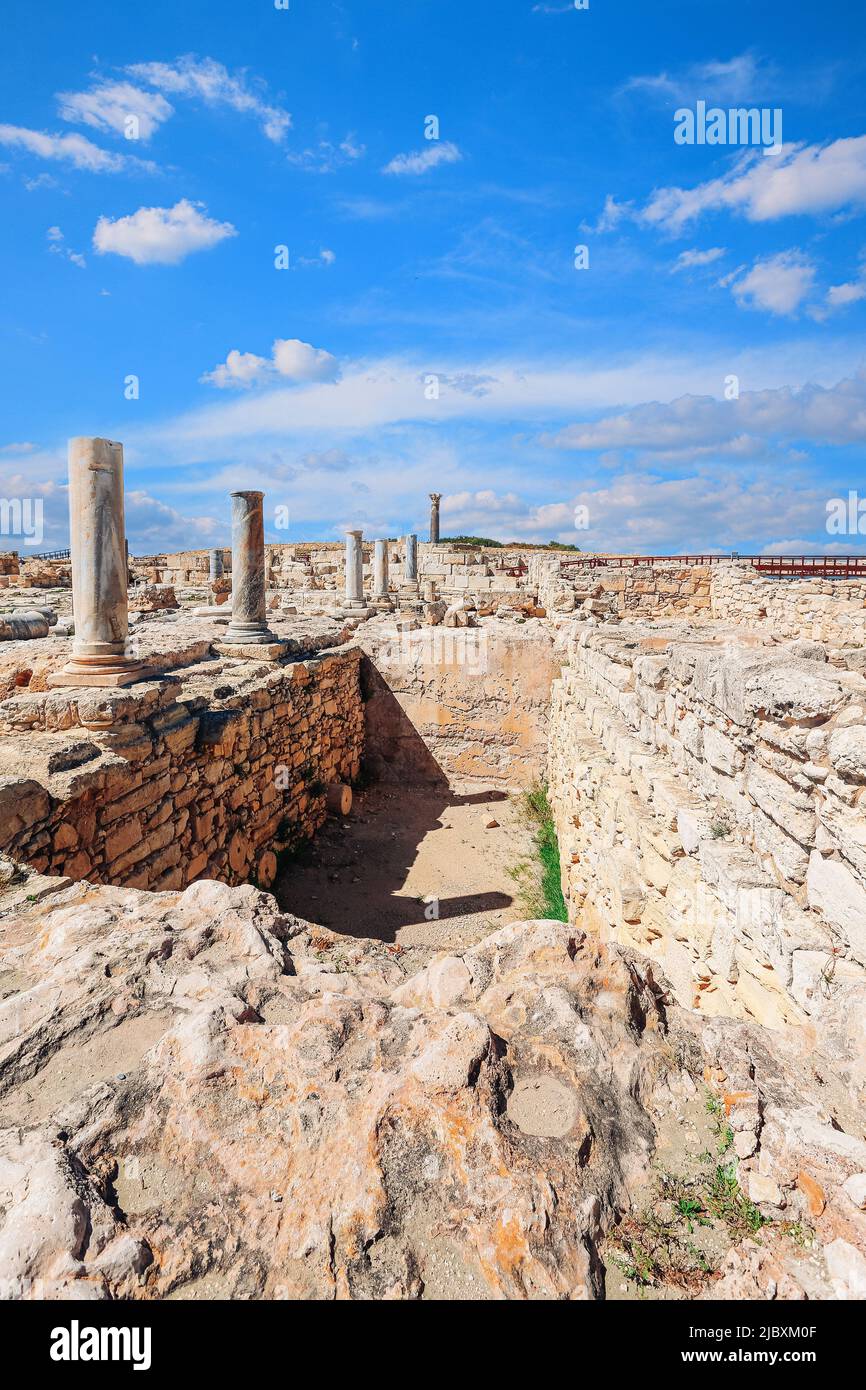 View of the ruins and arches of the ancient Greek city Kourion ...