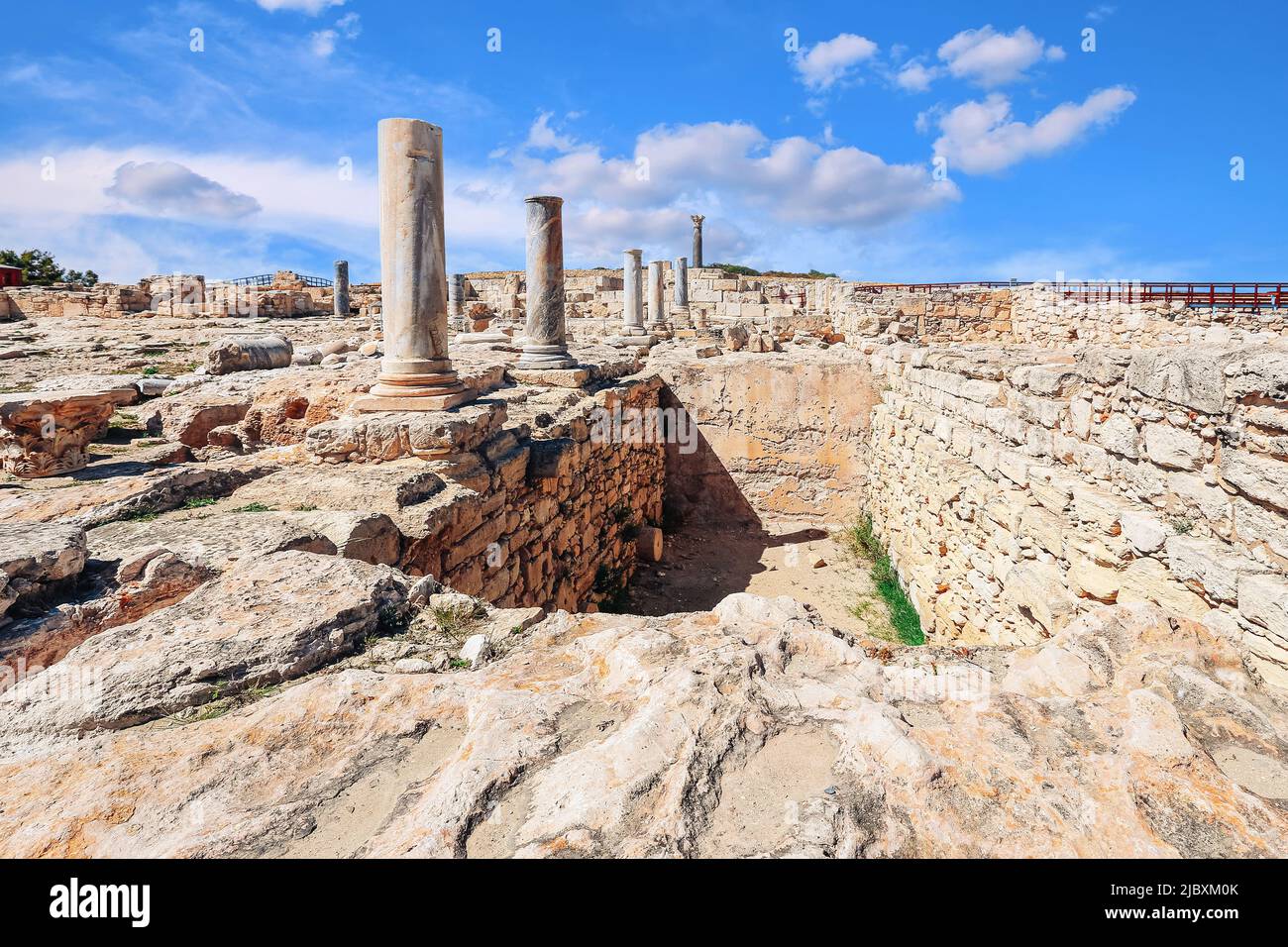 View of the ruins and arches of the ancient Greek city Kourion ...