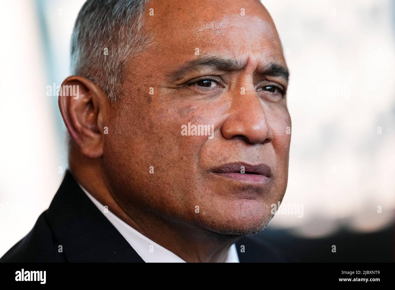 Prime Minister of Belize John Briceno takes part in a meeting on the ...