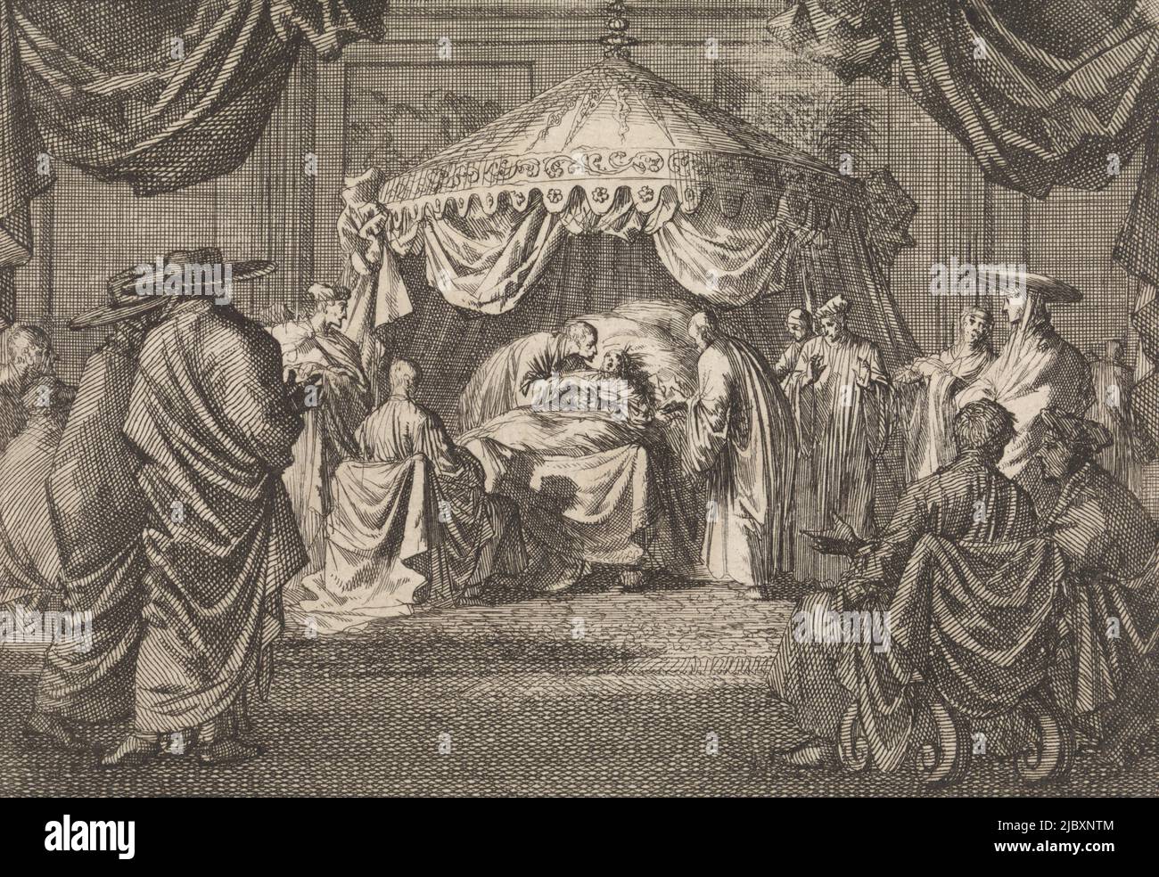Deathbed of Pope Alexander VII, 1667, print maker: Jan Luyken ...