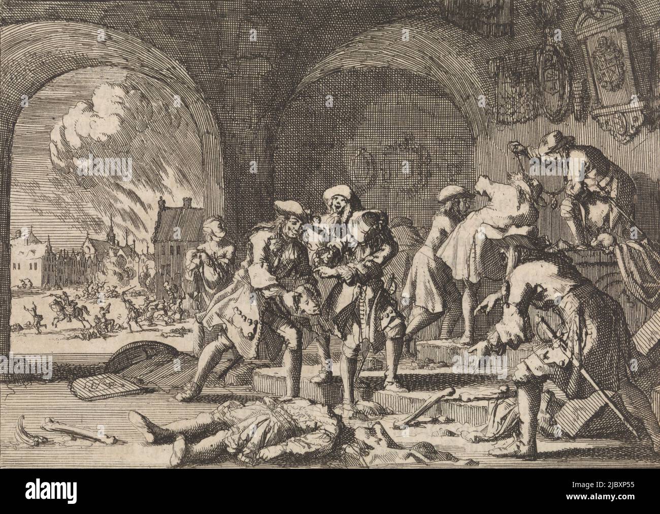 Vault at Heidelberg where French soldiers destroy the tombs of the ...