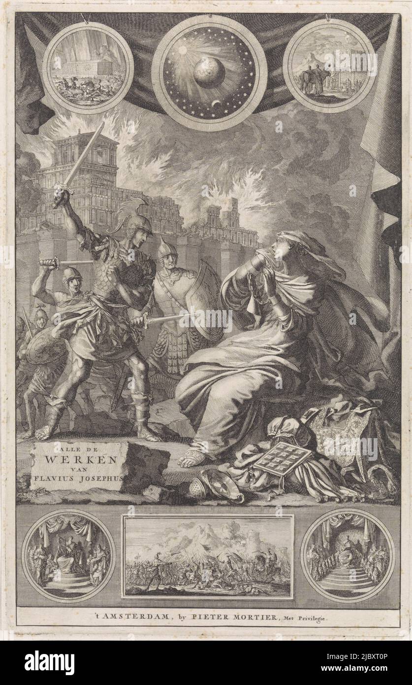 A chained woman in mourning robe, representing the Jewish people, is ...