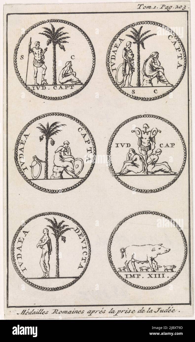 Six roman medals medailles romaines apres la prise de judee hi-res ...