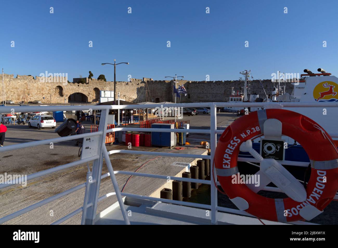 Kolona harbour, ferry boats Rhodes Town, Rhodes Island, Greece ...