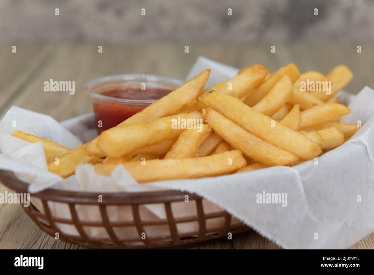 Delicious basket of french fries with ketchup for a perfect appetizer ...