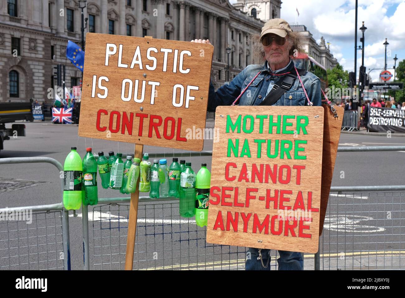 London, UK. One-man regular protest in Parliament Square, highlighting ...