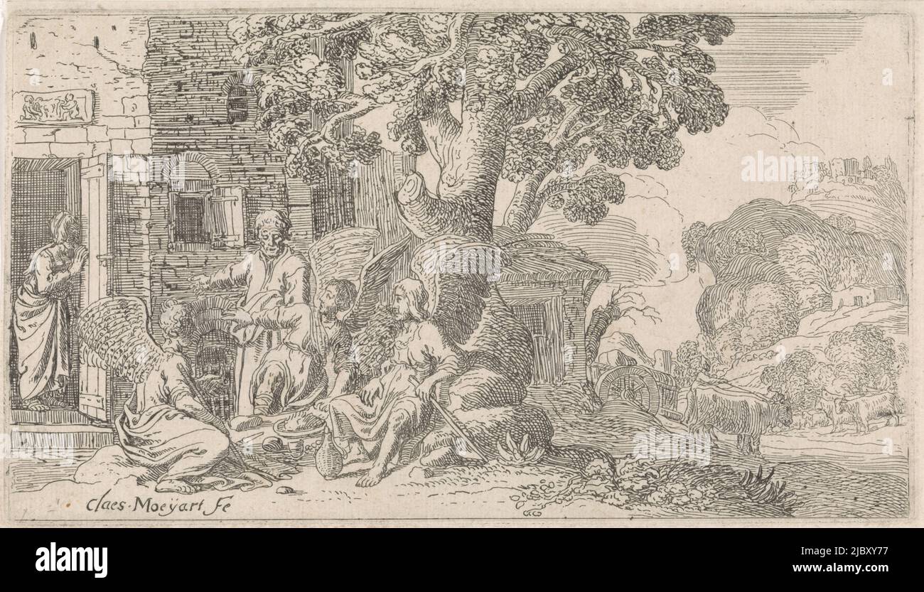 Abraham is visited by the three angels and sits with them under a tree ...