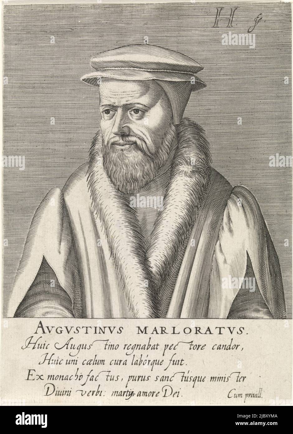 Bust of Augustin Marlorat Below the portrait his name and four lines in ...