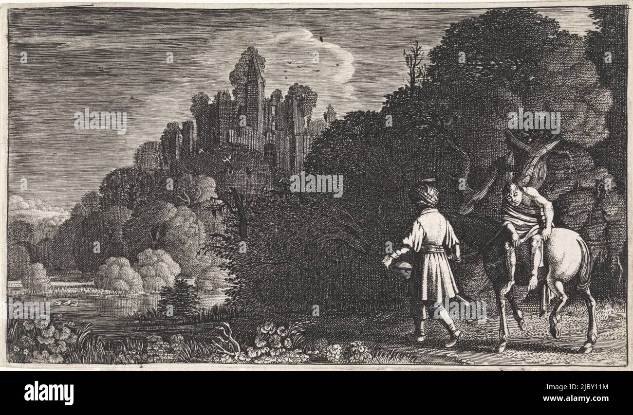 The Good Samaritan takes the injured traveller on his donkey through a ...