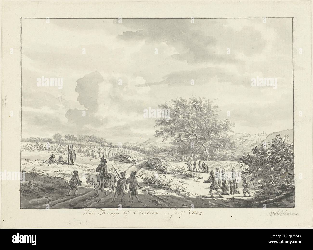 Army camp in the dunes near Overveen in July 1803, Vincent Jansz. van ...