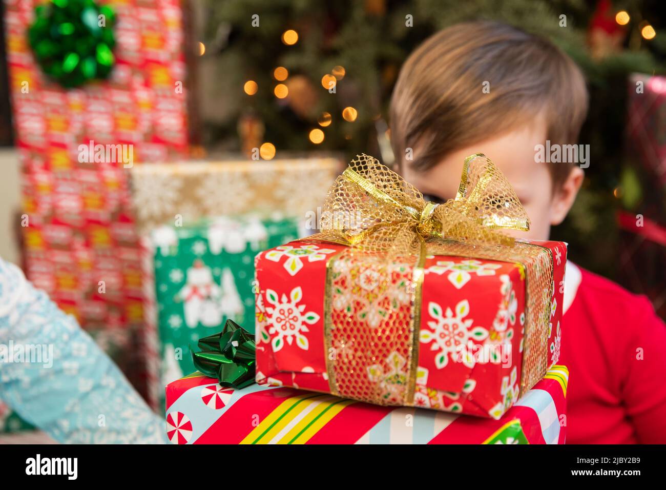 Boy opening box hi-res stock photography and images - Alamy