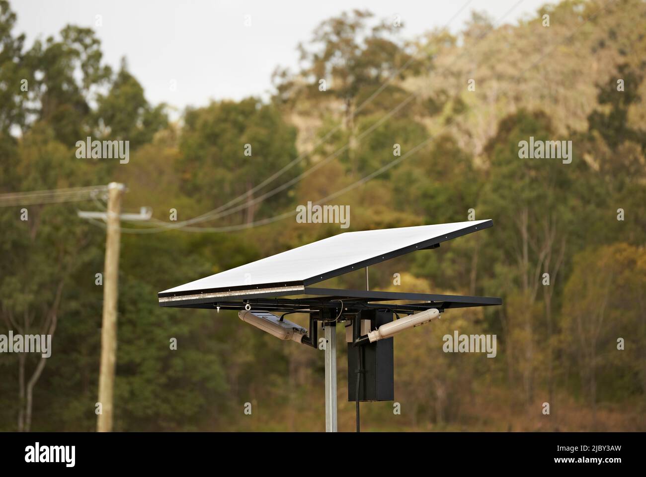 Solar panel to power traffic lights in rural Australian Bush Stock ...