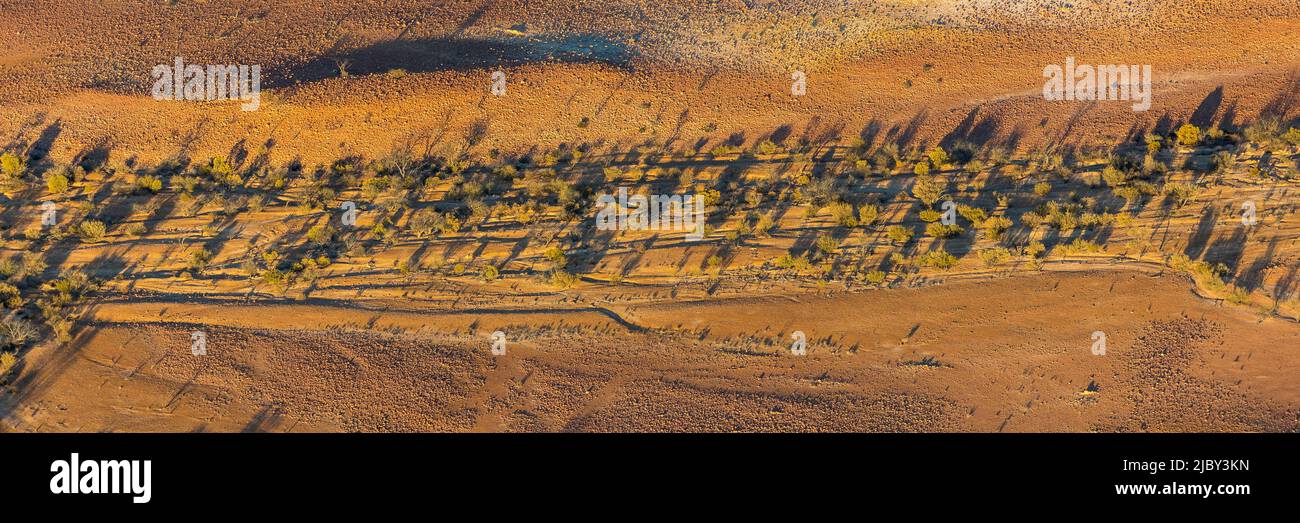 High angle aerial view of dry arid landscape from central South ...