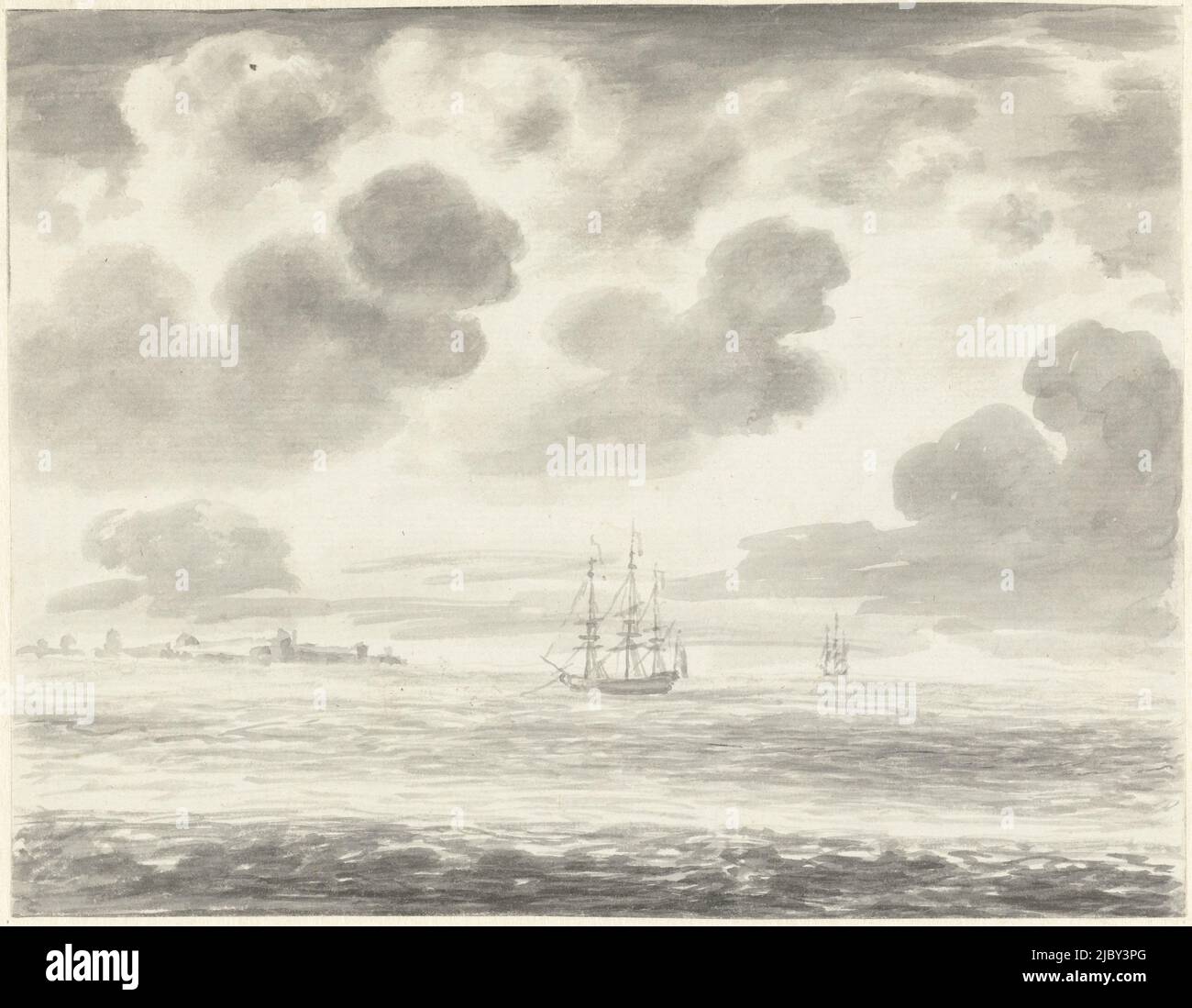 Seascape, Pieter Idserts (possibly), 1708 - 1781, draughtsman: Pieter ...