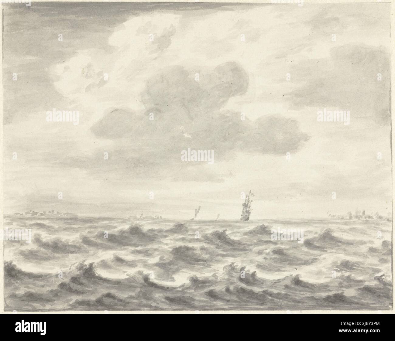 Seascape, Pieter Idserts (possibly), 1708 - 1781, draughtsman: Pieter ...