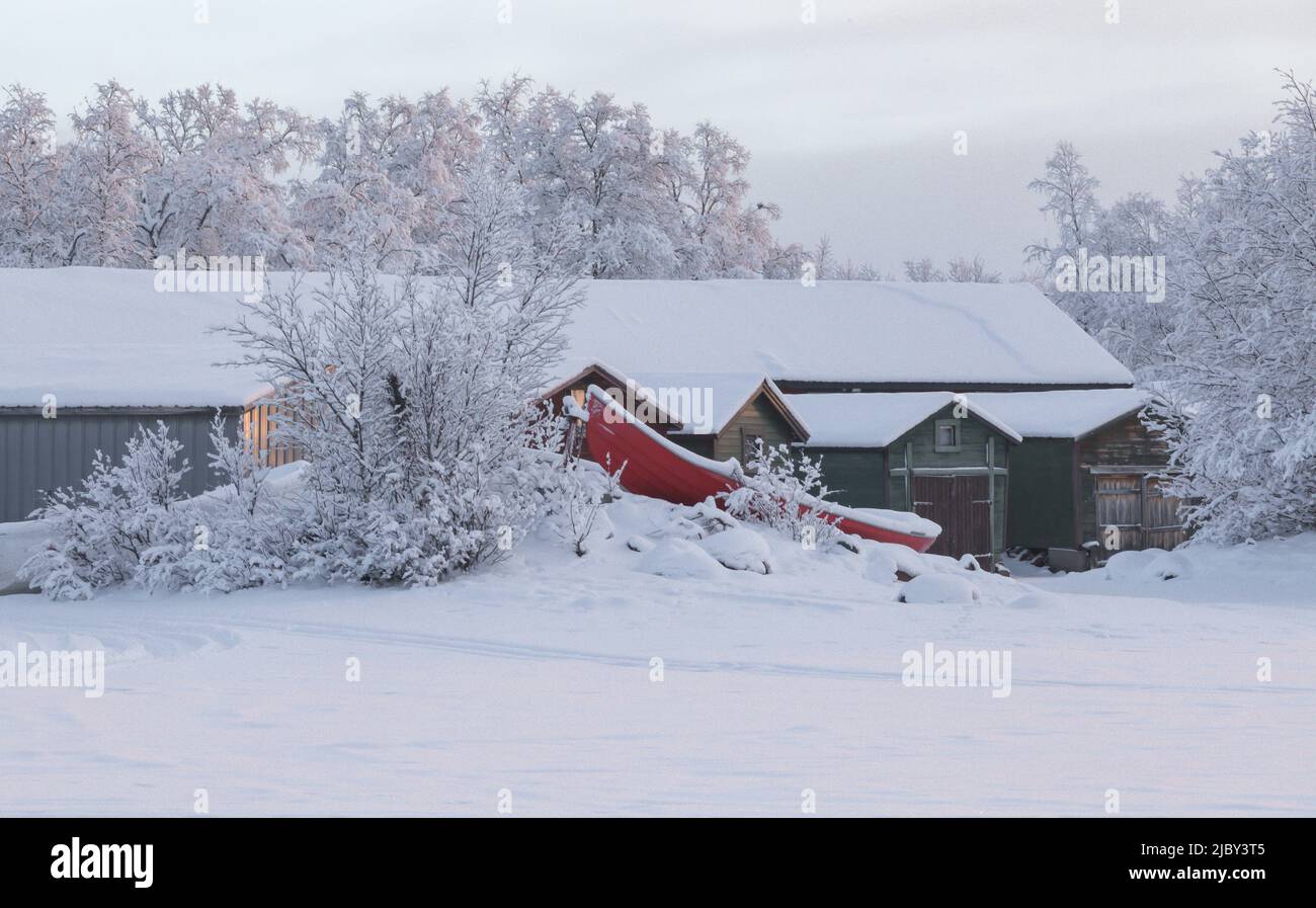 Winter scene in Swedish Lapland Stock Photo - Alamy