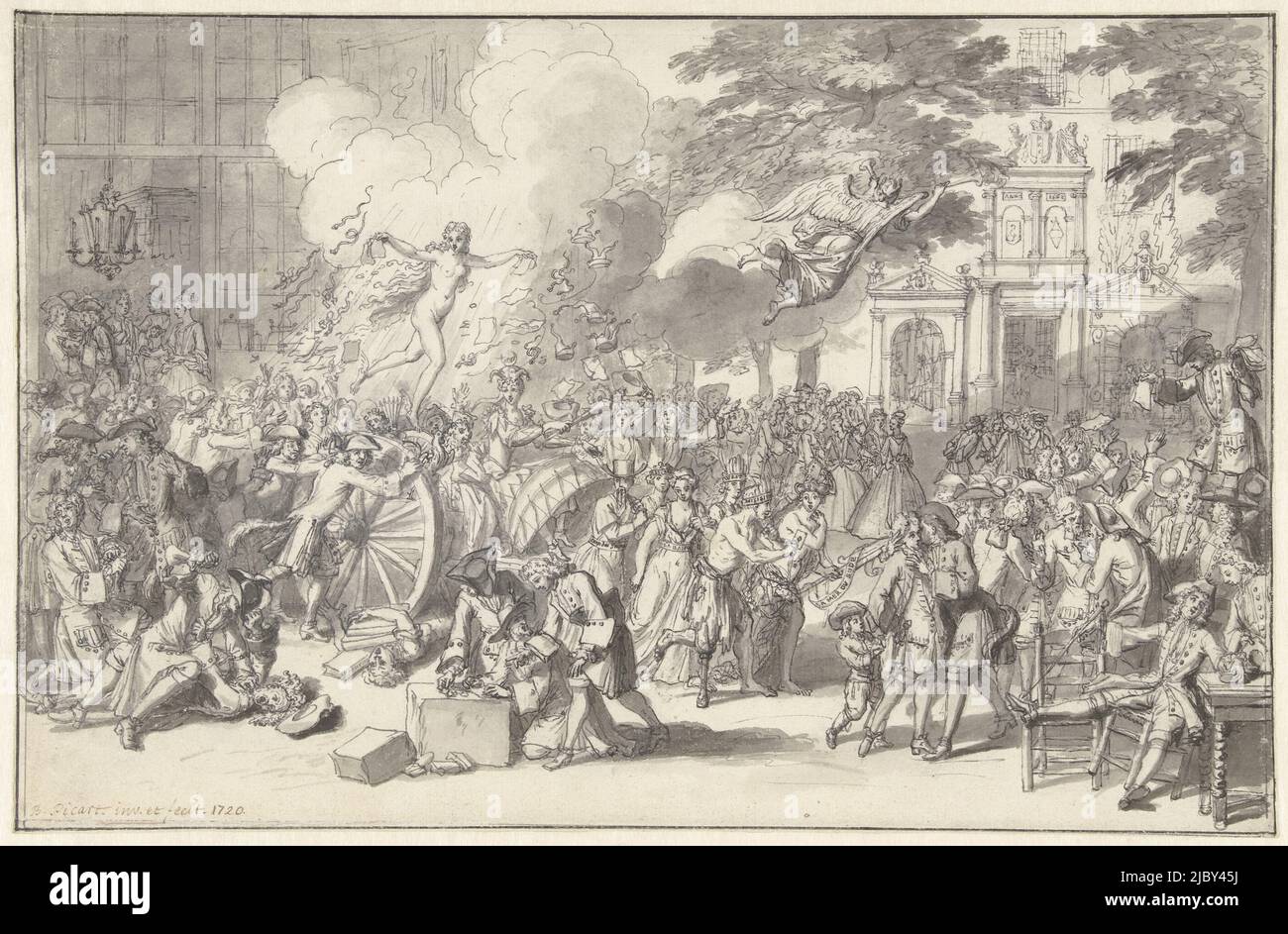 Monument to the memory of the folly of the year 1720, Bernard Picart ...