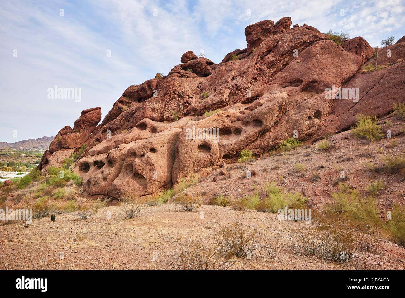 Unique Rock formation along hiking trail in Camel Back Mountain in ...