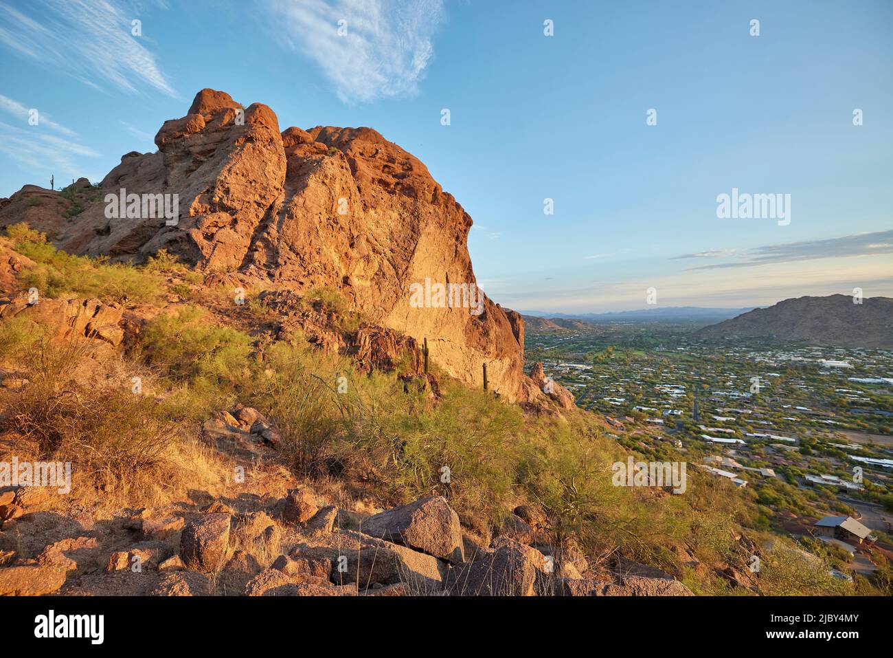 View of Phoenix Arizona from Camel Back Mountain trail Stock Photo - Alamy