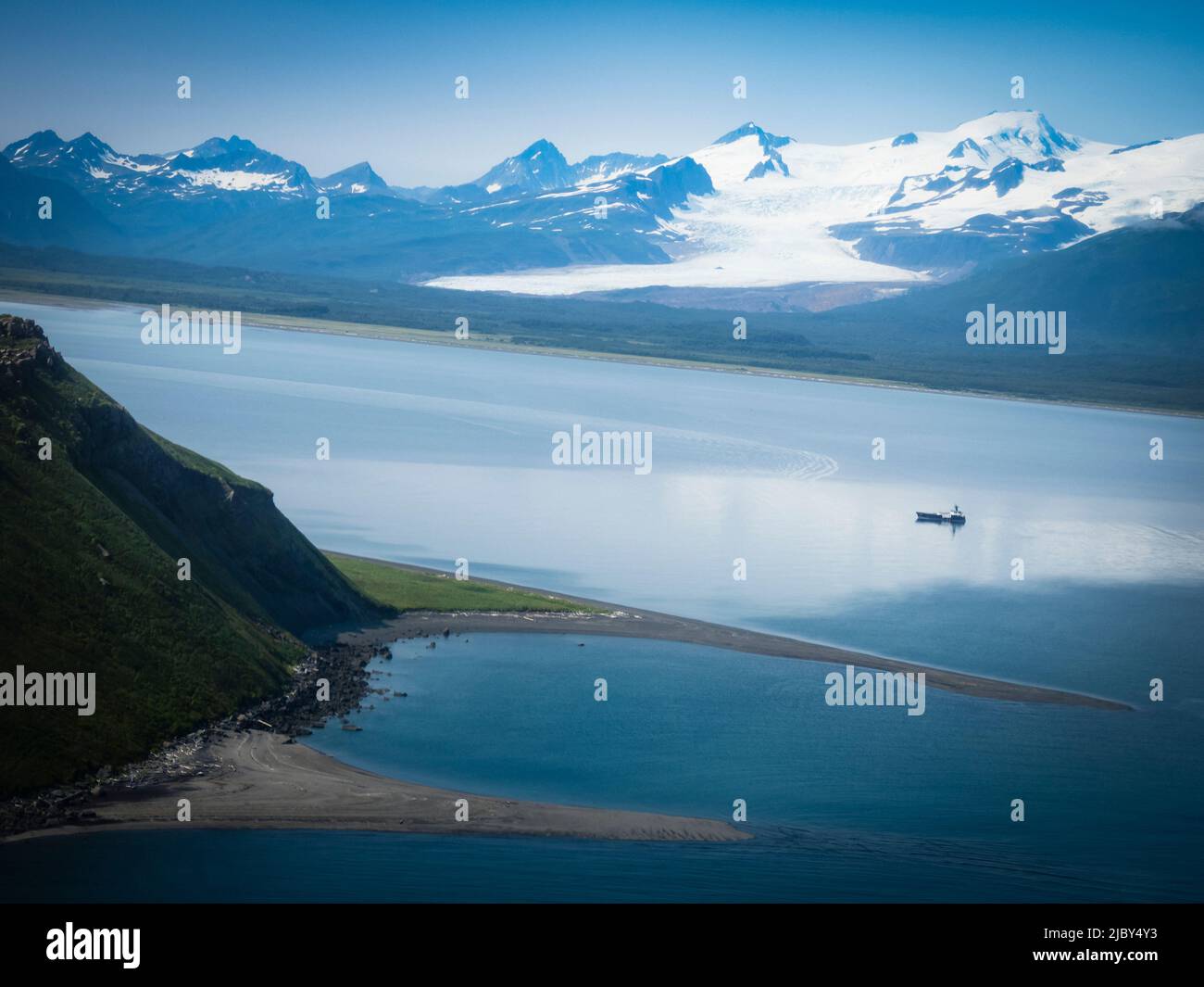 Aerial Photo, Hallo Bay on approach by floatplane, Katmai National Park ...
