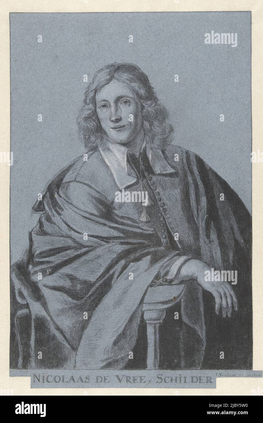 Portrait of the painter Nicolaes de Vree, draughtsman: Johannes ...