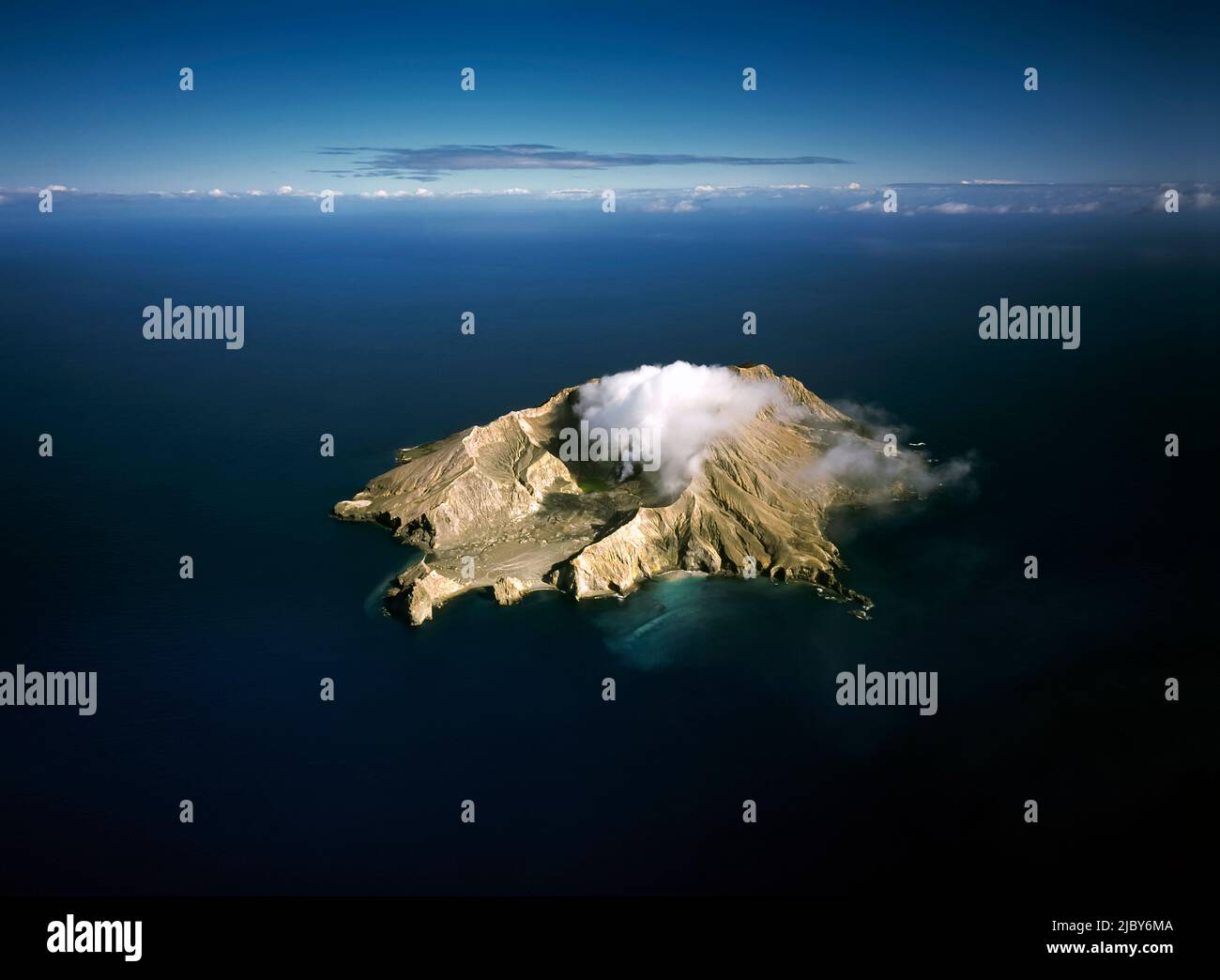 Aerial of White Island active Volcano smoking Stock Photo - Alamy