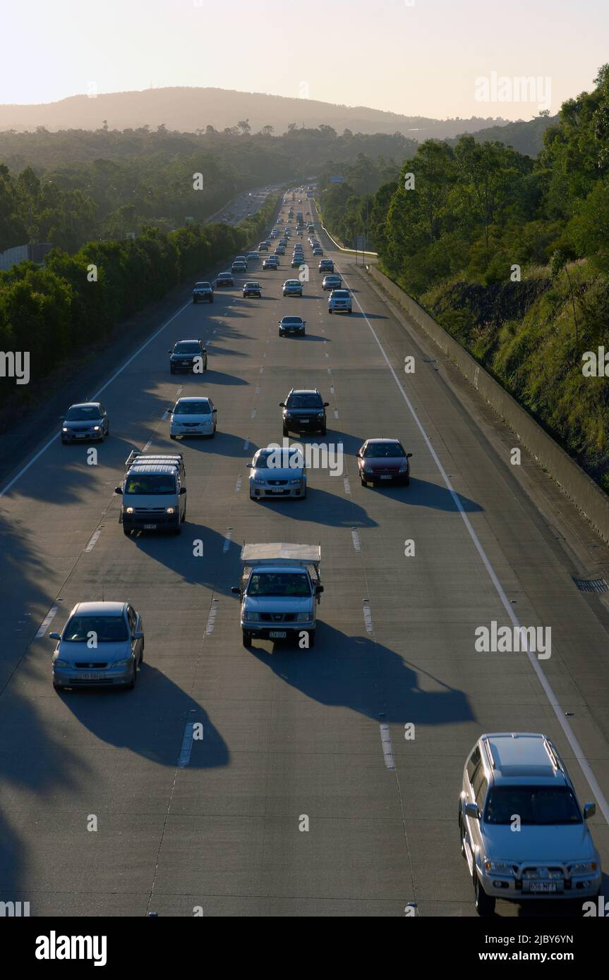 Traffic heading in both directions on motorway in afternoon light Stock ...
